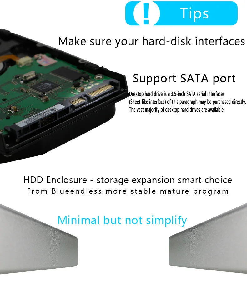 Blueendless Hdd Box Sas Aluminum 3.5inch Usb2.0 Inic1618 Sata Hdd ...
