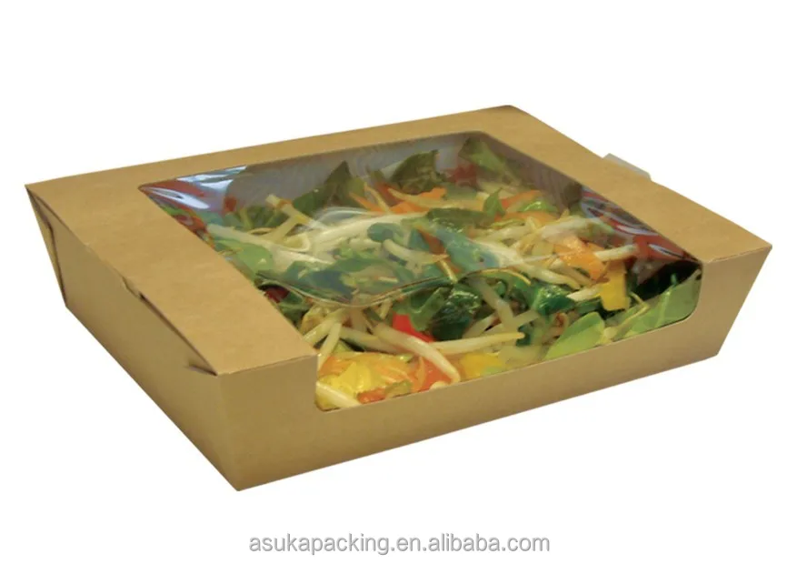 Kraft Paper Salad Box With Window Kraft Paper Boxes - Buy Kraft Paper ...