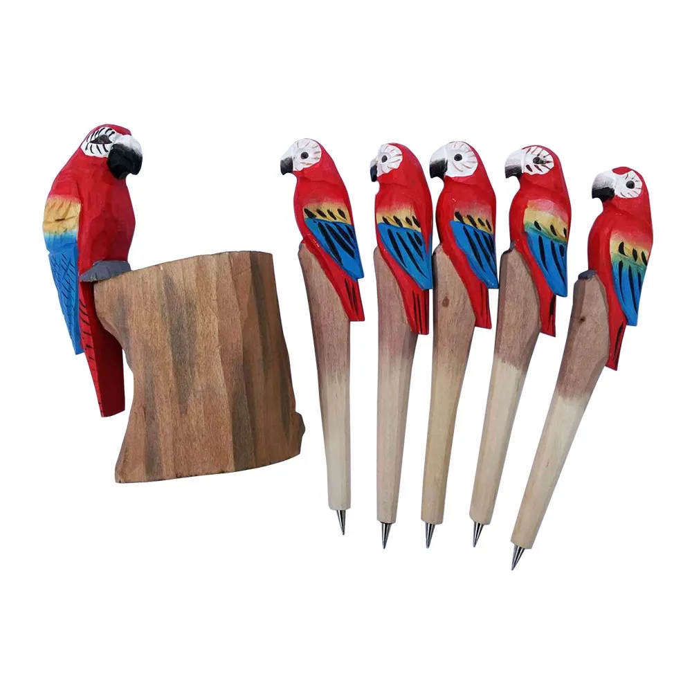 Promotional Gift Cartoon Wood Carved Animal Parrot Shape Wooden Ball ...