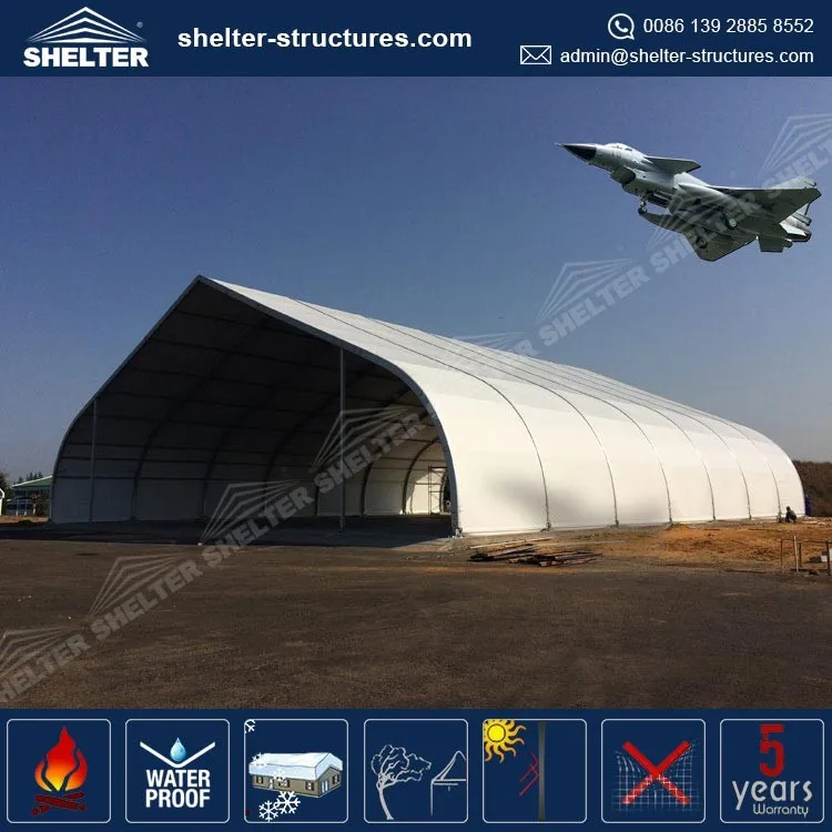 Aluminum Structure Curved Aircraft Hangar Tent With Maximum Wind ...