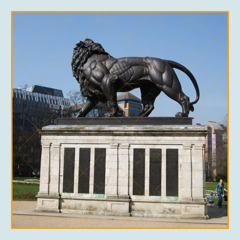 Large Outdoor Gate Entrance Decorated Standing Bronze lion Statue ...
