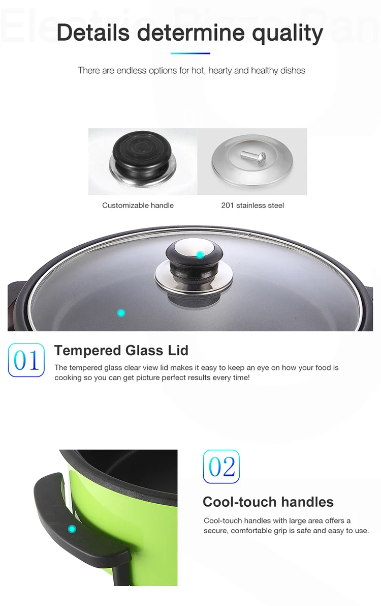 Non-stick Frying Pan Electric Heating Pans With Tempered Glass - Buy ...