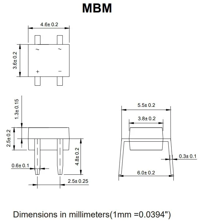 Free Samples Electronic Components 100v 0.5a (smd 4-pin) Mb1m Bridge ...