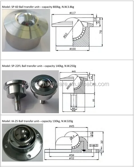Ball Transfer Unit / Conveyor Skate Wheel Roller Bearing / Omni Wheel ...