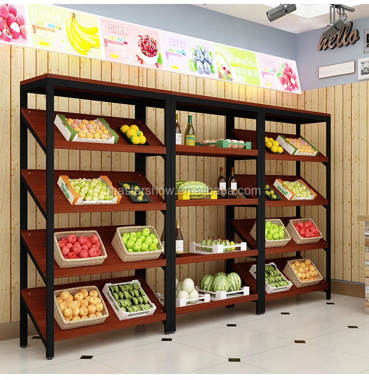 Factory Manufacturer Wood Fruit Display Rack Fruit Shop Display Stand ...
