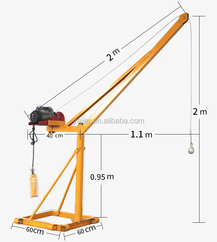 360 Degrees Reotation Outdoor Mini Lifting Crane 500KG