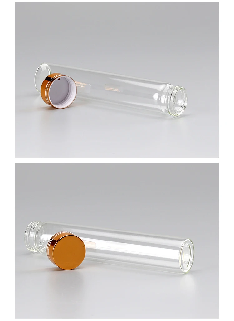 15ml 30ml 40ml Round Mini Clear Glass Tube Bottle With Screw Aluminum ...