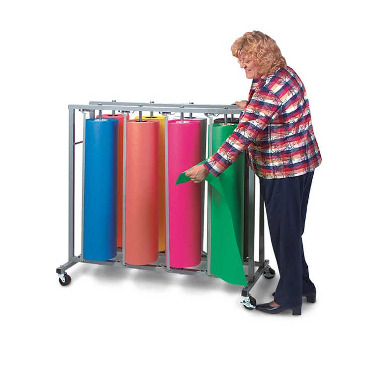 Jh-mech Deluxe Portable Vertical Roll Paper Cutter Dispenser with Wheels