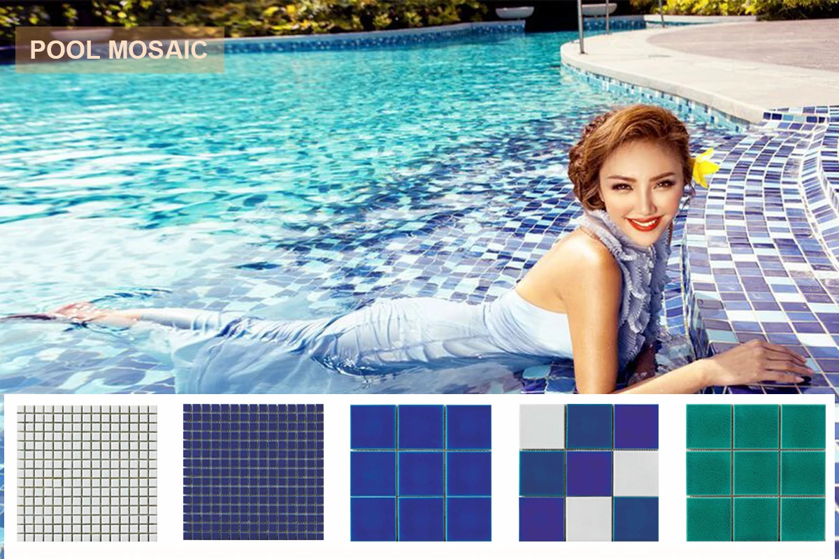 Light Blue Single Color Glass Tile Mosaic for Swimming Pools