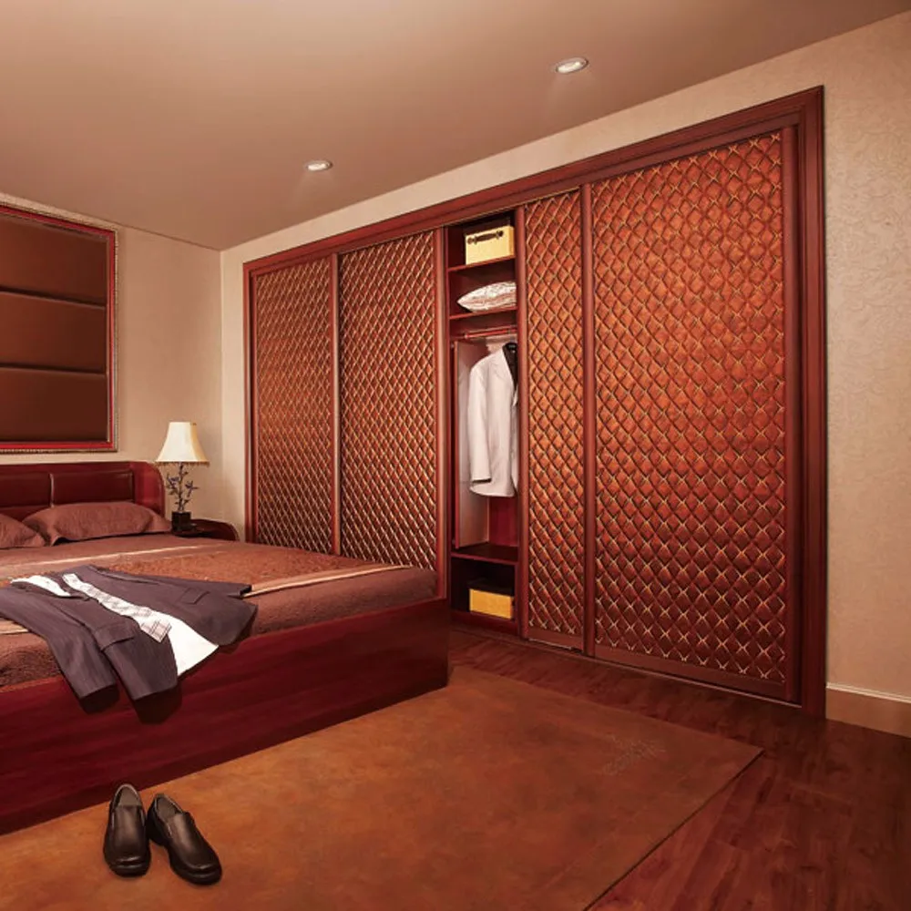 Latest Modern Design Luxury White Leather Sliding Door Wardrobe For ...