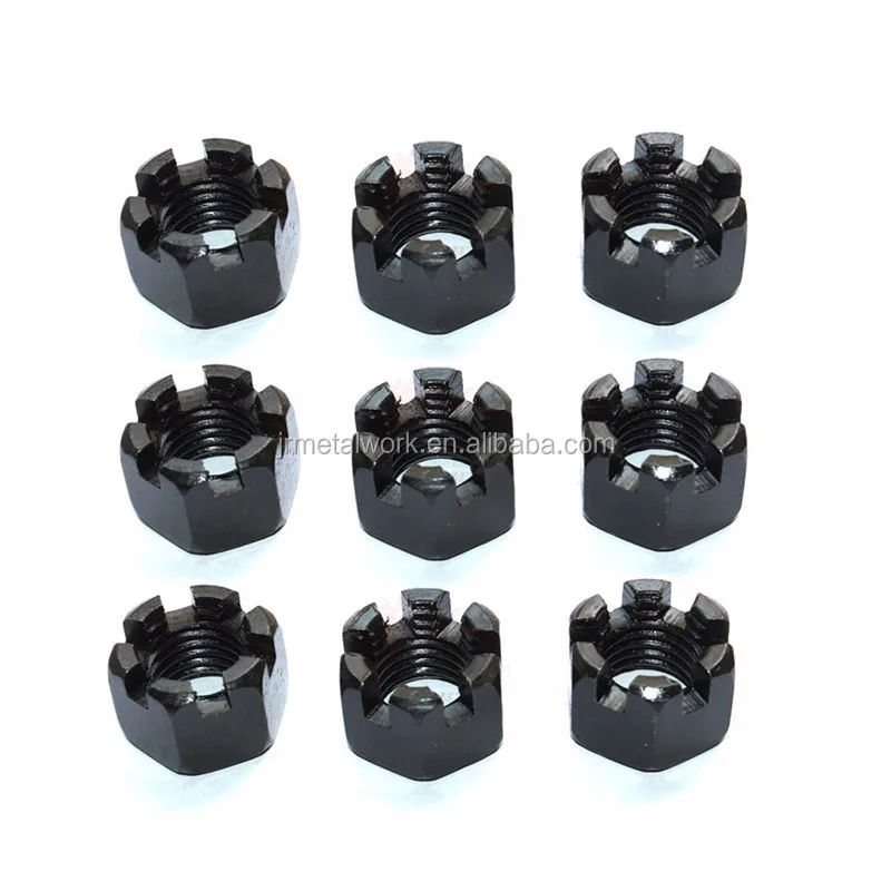 M10 M12 M24 Black Oxide Steel Slotted Hex Nuts Din935 - Buy Slotted Hex ...