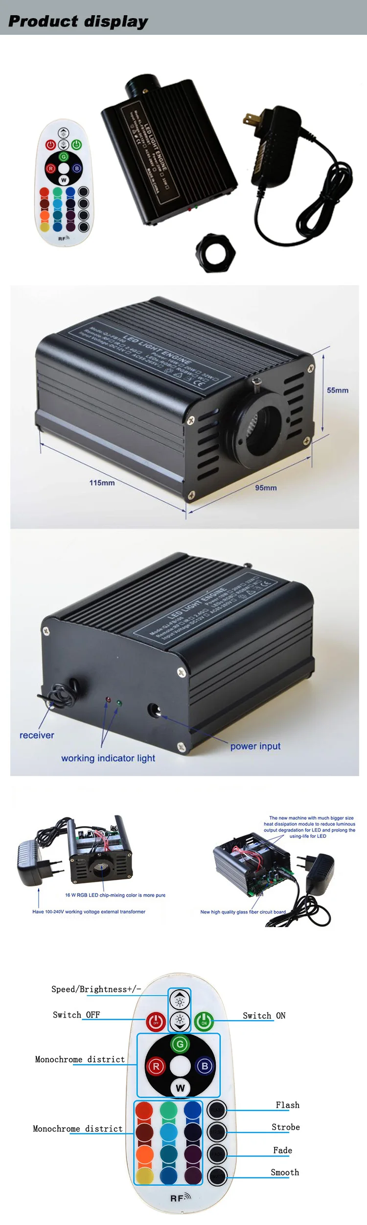 Led Wireless Fiber/ Fibre Optic Light Source Engine /rgb Optical Fiber ...