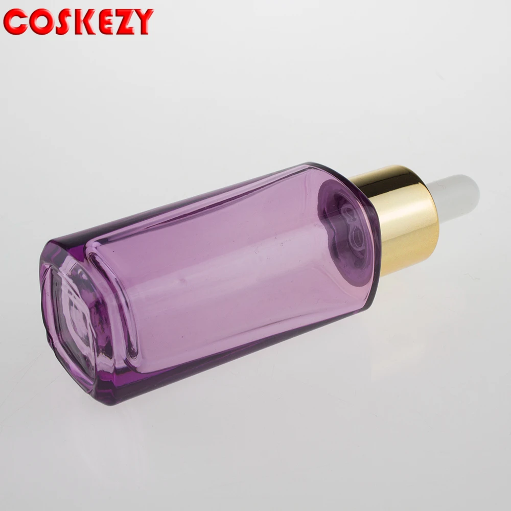 Purple 30ml Fancy Cosmetic Glass Empty Essential Oil Dropper Bottles ...