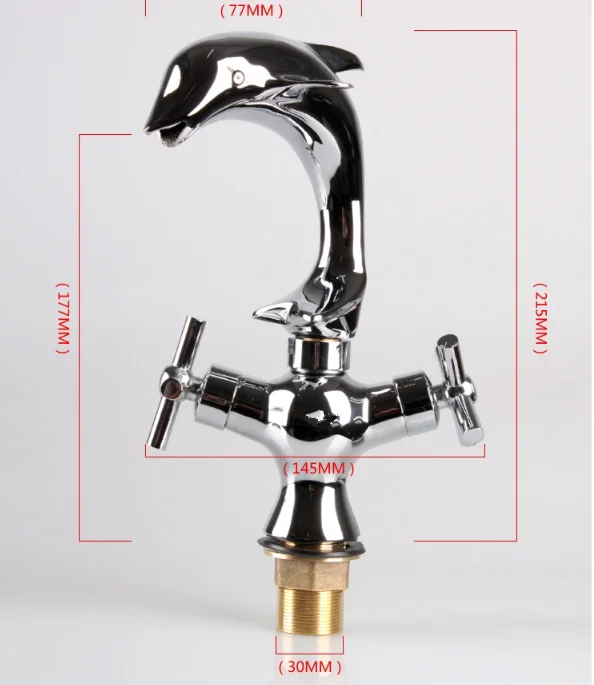 Animal Dolphin Shape Dual Handle Bathroom Basin Faucet - OEM