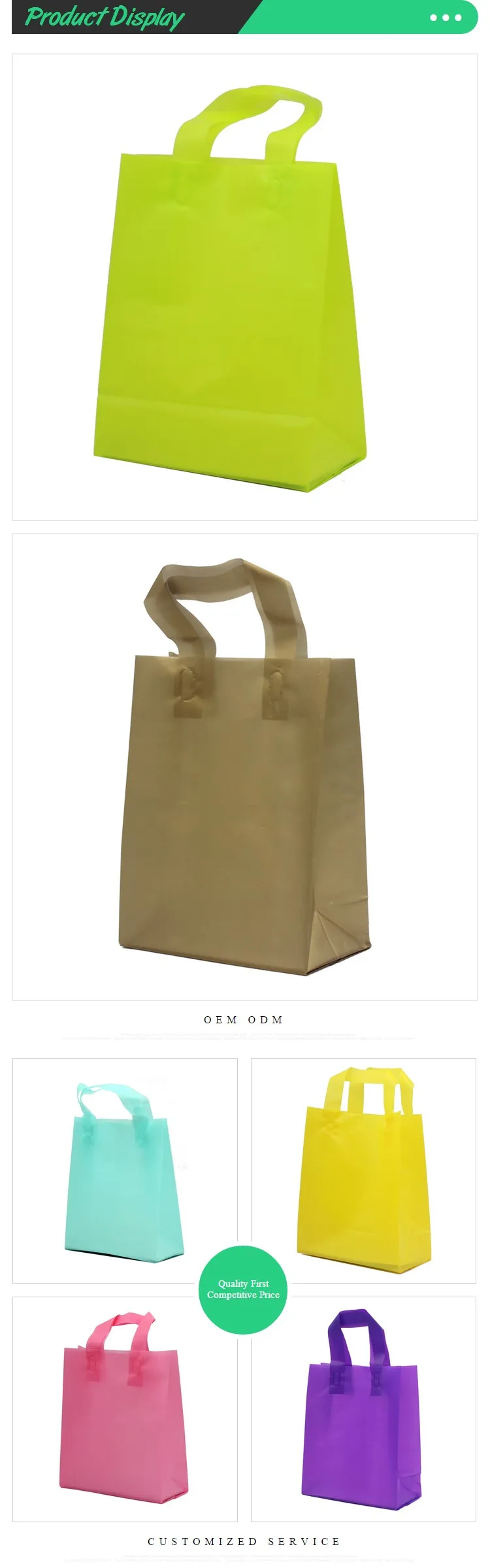 Customize Soft Loop Handle Plastic Bag,Custom Print Small Plastic Gift ...