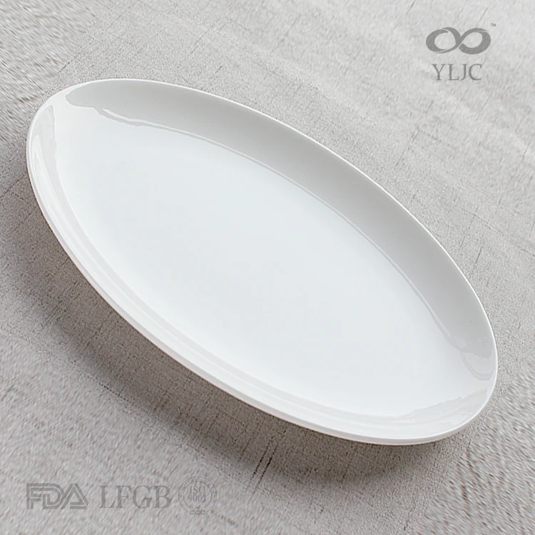 9 Inch White Ceramic Porcelain Oval Shaped Restaurant Bone China Fish ...