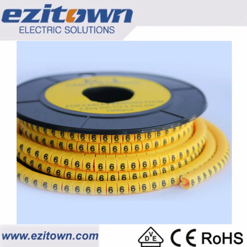 EC Geel kleur platte kabel marker buis 3 draad marker etiketten met ...