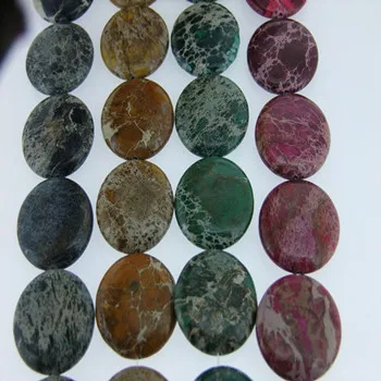Oval Imperial Jasper Gemstone Semi Precious Jasper Green Stone Beads ...