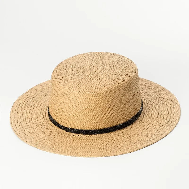 2018 Fancy Summer Simple Woven Paper Straw Boater Hat With Rhinestone ...