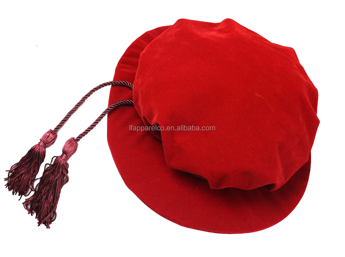 Deluxe Phd Doctoral Graduation Tudor Bonnet in Red Velvet