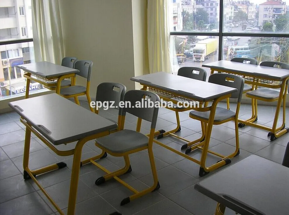 Metal Frame Study Table For Adult Student Adjustable Desk And Chair Of ...