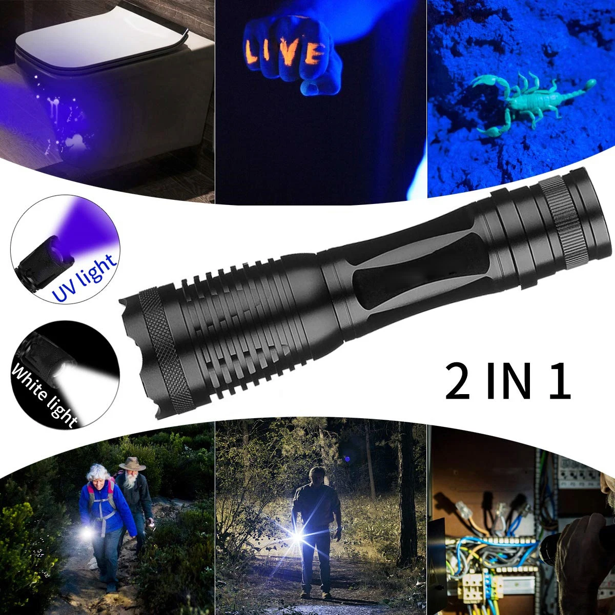 Purple Zoom Light 2mode Uv Crack Detection Dog Urine Pet Stains Bed Bug ...
