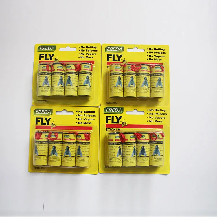 Fly Catcher Insect Bug Fly Killer Glue Paper Trap Ribbon Strip Sticky ...