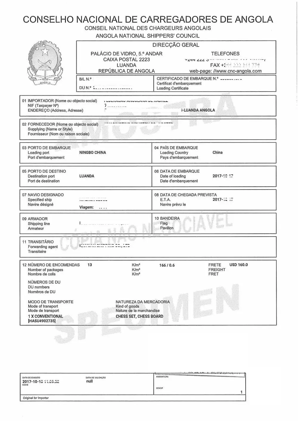 Conselho Nacional Carregadores De Angola Cnca/c/o Form A(australia ...