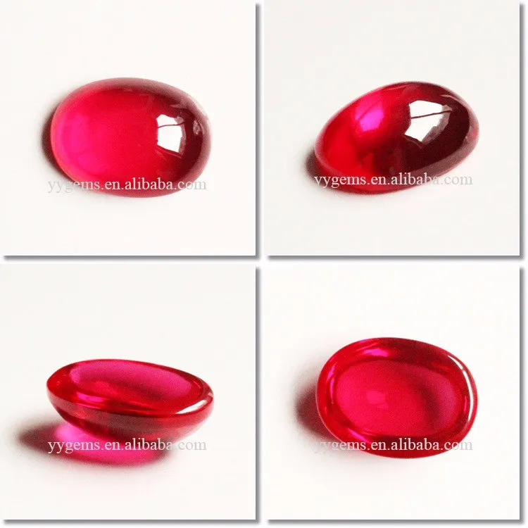 10x8mm Oval Cut Polished Ruby Lab Created Cabochon 5# Ruby Corundum ...