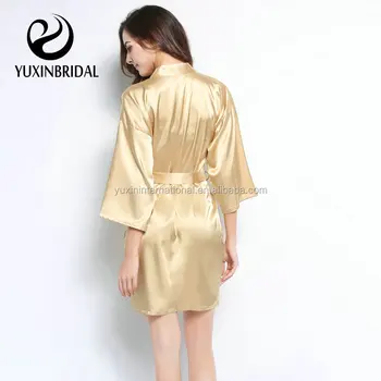 Fashion Gold Solid Plain Silk Satin Rhinestone Bride Robe Wr1-0020 ...