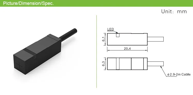 2.5mm Sensing Distance Unshielded Pnp/npn Plastic Mini Square Proximity ...