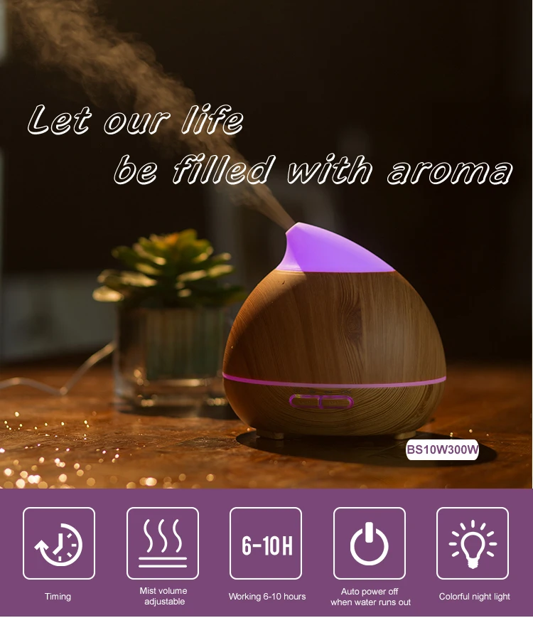 300 미리리터 쿨 미스트 Spa 초음파 아로마 가습기 물 Drop Shape 가습기 나무 초음파 아로마 Diffuser 가습기 Buy Spa 초음파 아로마 가습기