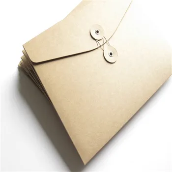 Brown Kraft Cardboard Paper Folder Pocket Button String Closure ...