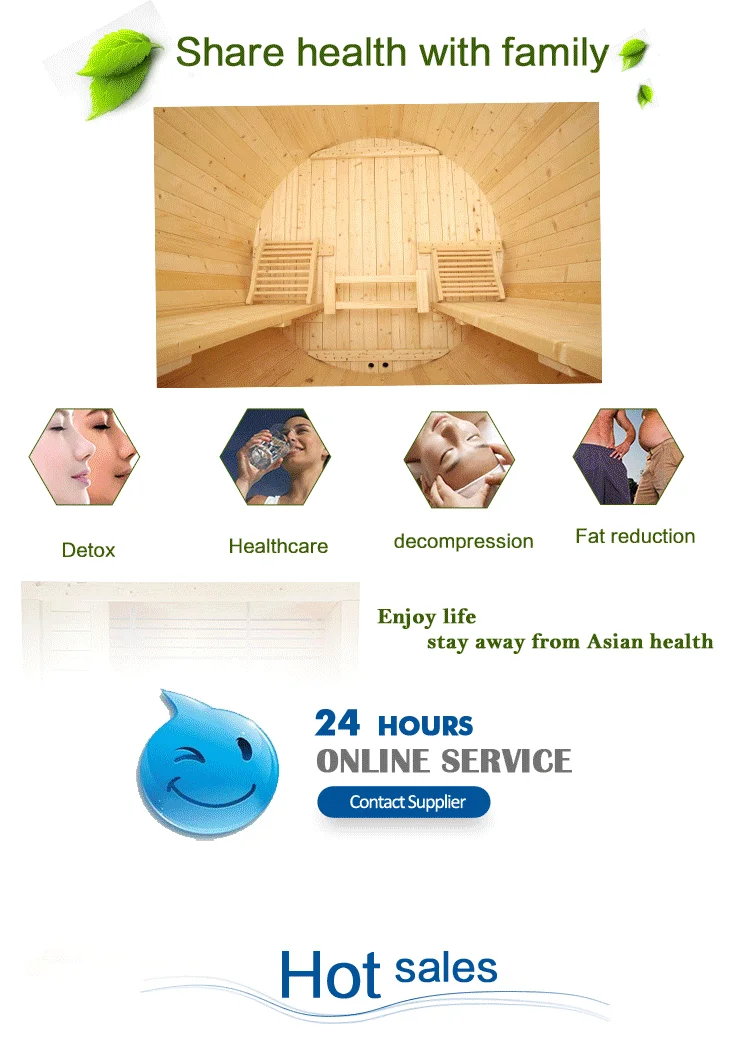 Outdoor Deluxe Dry Steam Mini Sauna Room Barrel Sauna Room For 6 ...