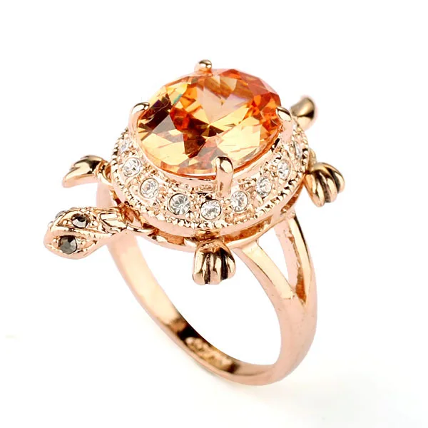 Gold Gemstone Tortoise Finger Ring Golden Noble Topaz Gemstone Tortoise ...