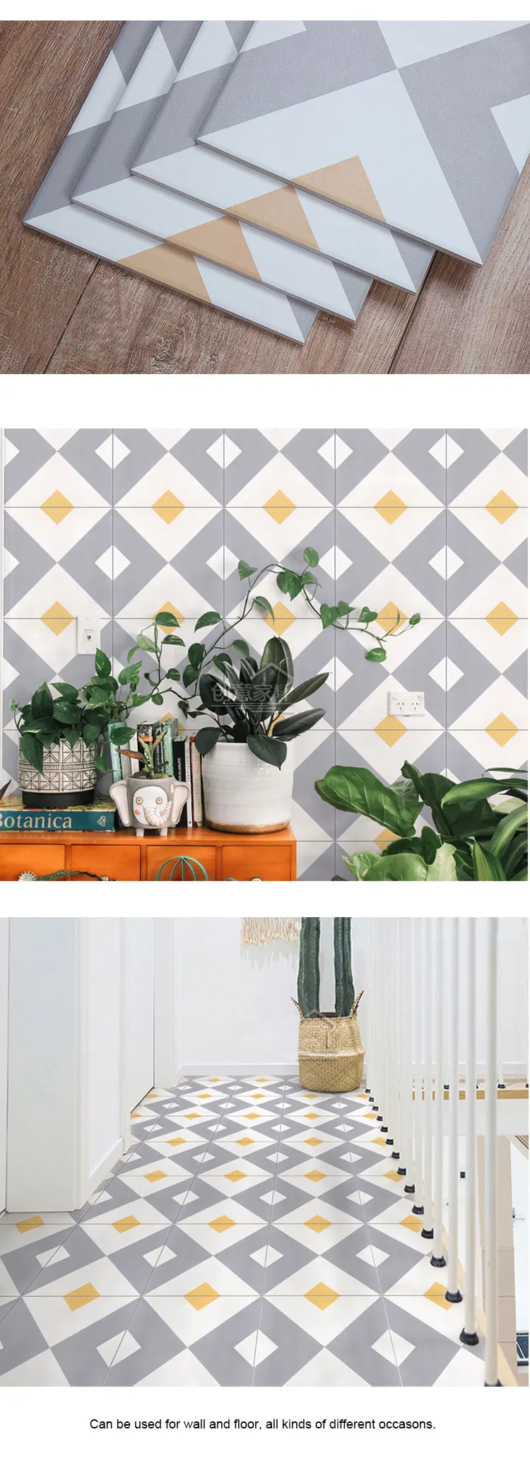 Traditional Simple Design 8x8 Art Encaustic Hand Painted Ceramic Tile ...