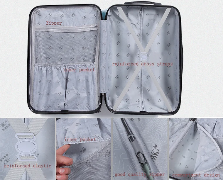 Noble Inner Trolley Hard Luggage Plastic Abs Pc Pp Luggage Travel Case ...