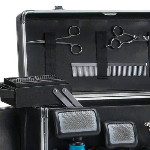 Matte Black Aluminium Trolley Case for Dog Grooming Tools