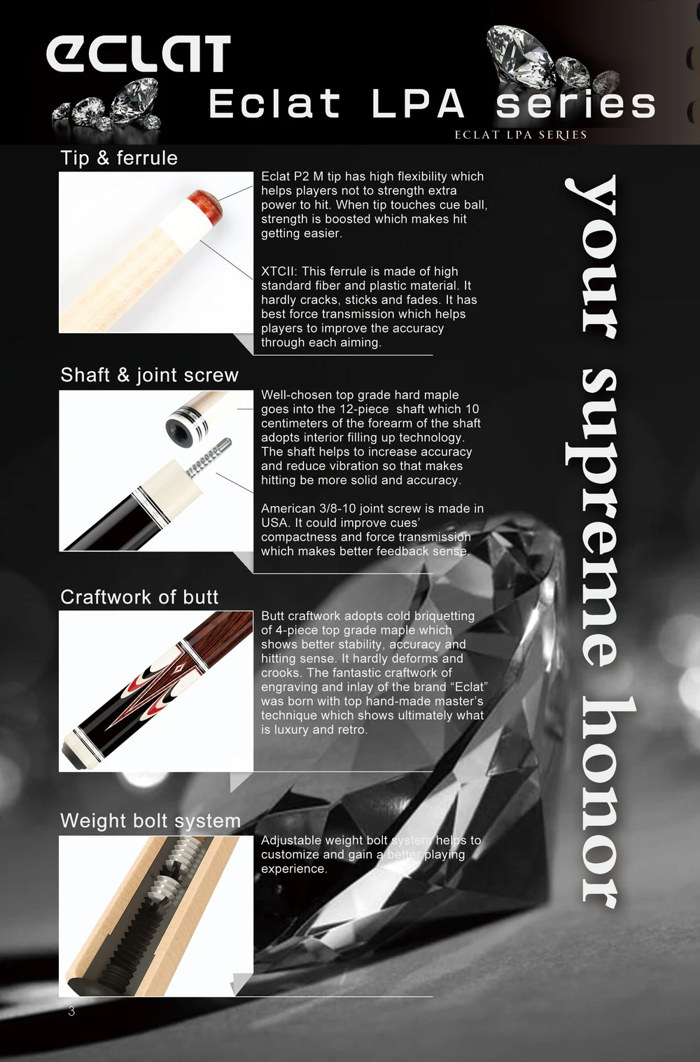 Eclat Lpa-03 A-grade Maple & 12-pieces Pool Cue - Buy Pool Cue Product ...