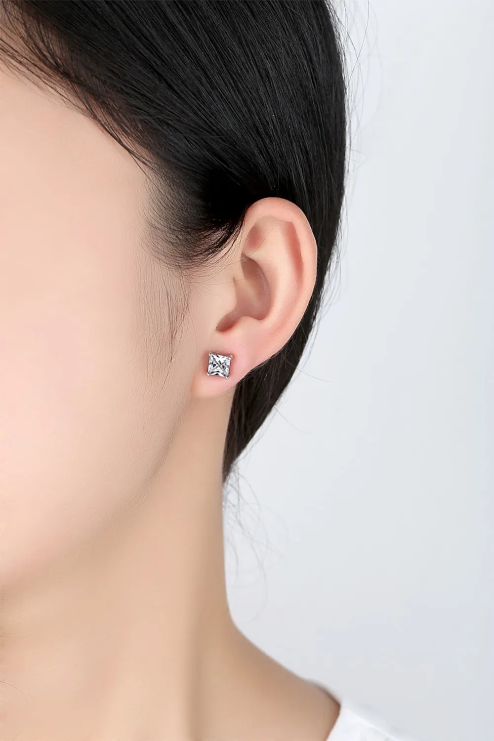 Hot Sell 6mm Square Earrings Classic Zircon Pink Clear Four Claw Stud ...