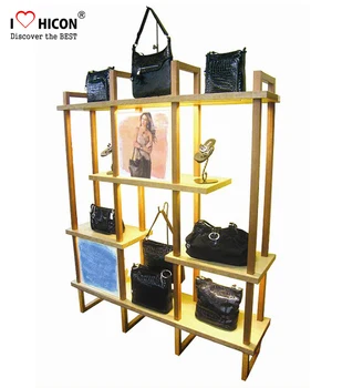 Shopping Mall Window Bag Stand Display Yellow Powdered Wood Metal ...