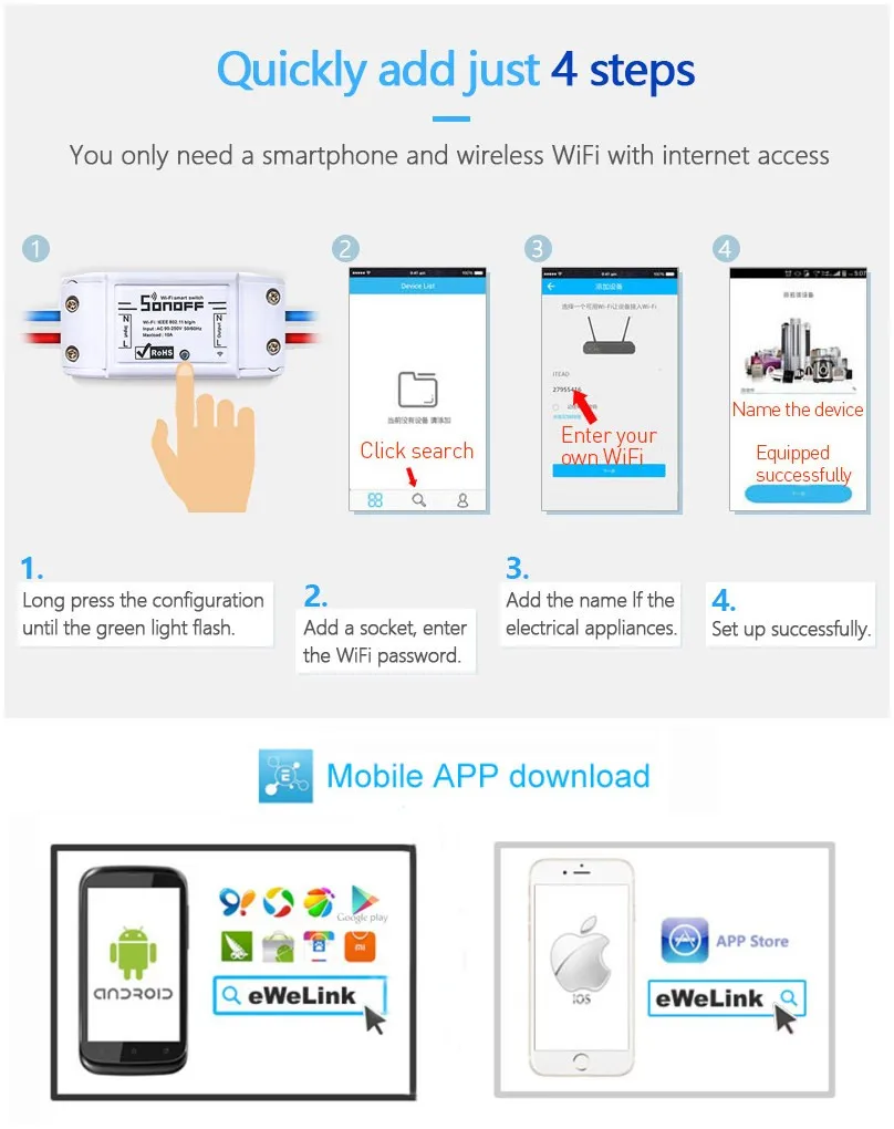 Sonoff Basic Smart Switch - 10A/2200W Home Automation