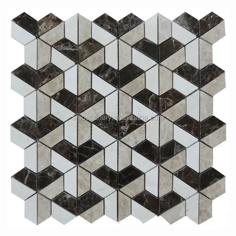 3d Marble Mosaic Tiles With Mixed Stone Colors - Buy 3d Marble Mosaic ...