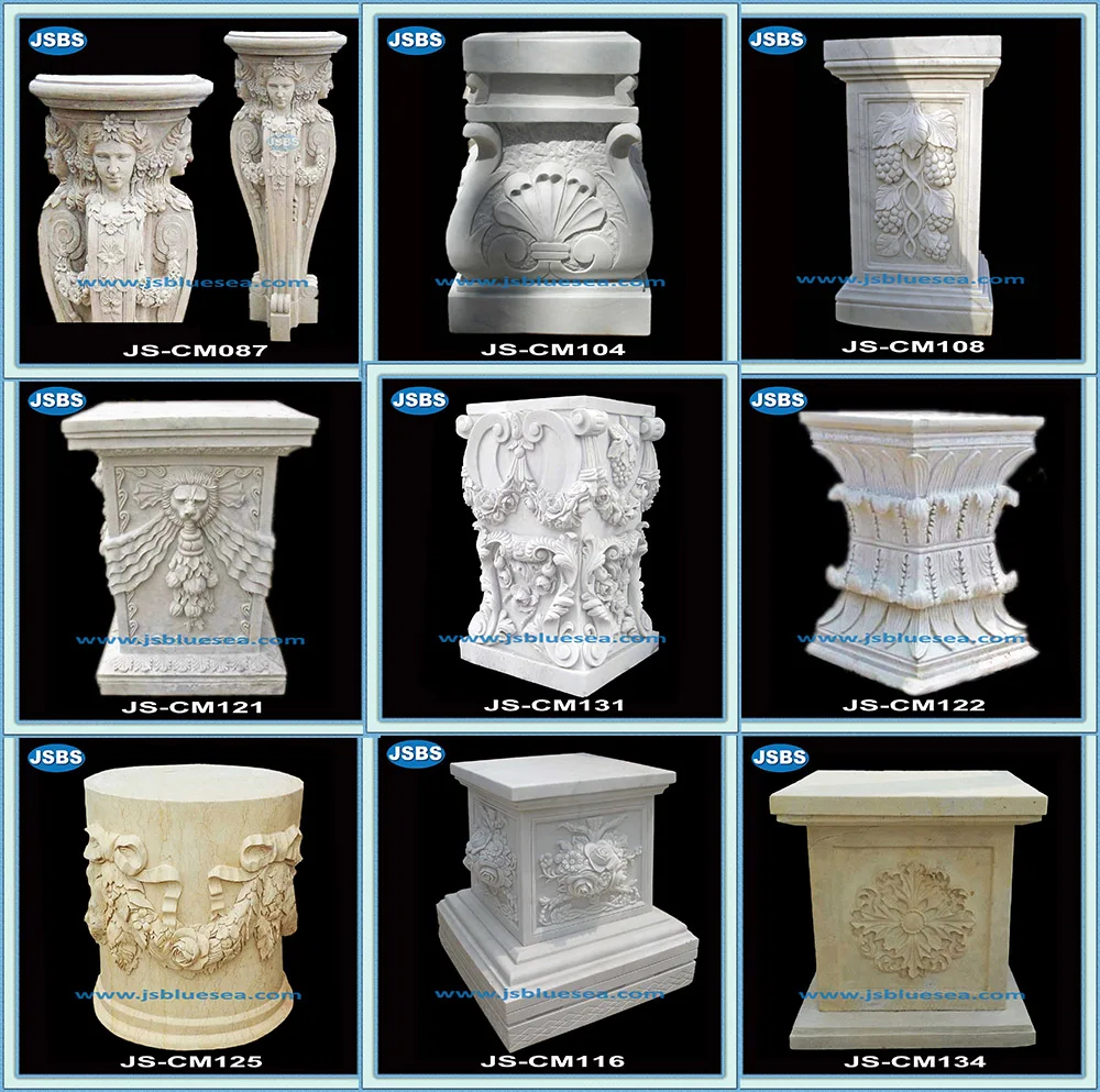 Natural Stone Carved Decorative Round Pillars Columns - Buy Round ...