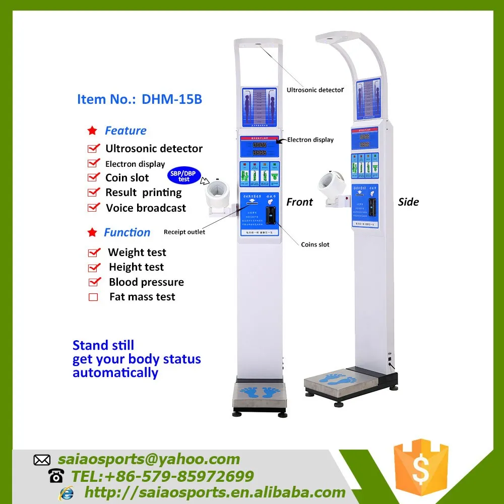 Ultrasonic Multi-function Body Height/weight/blood Pressure/ Measuring ...