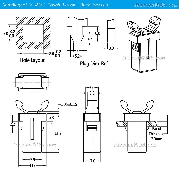Plastic Small Push Push Latch Switch - Non Magnetic Mini Touch Latch