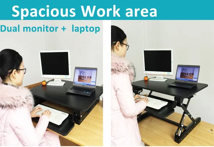 Height Adjustable Home Office Desk Riser Laptop Desktop Sit To Stand ...