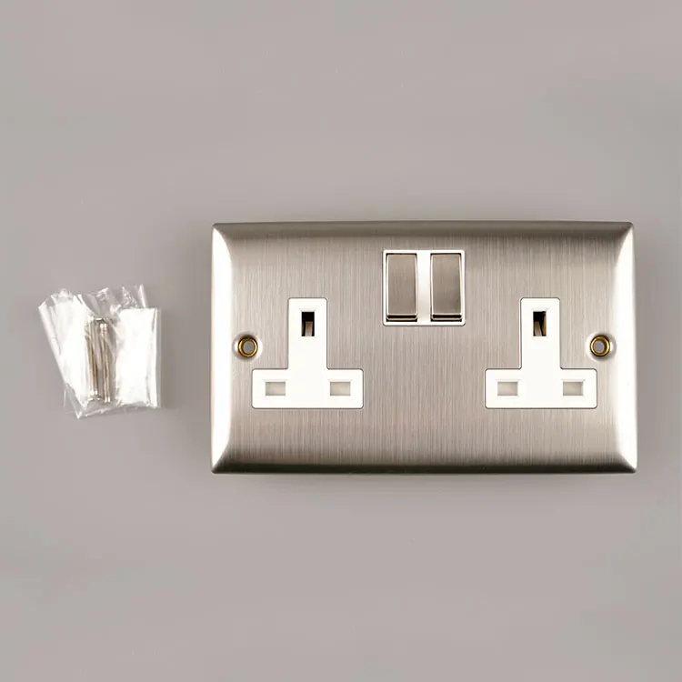 Double Electrical Outlet UK Standard 13A Wall Switch Socket