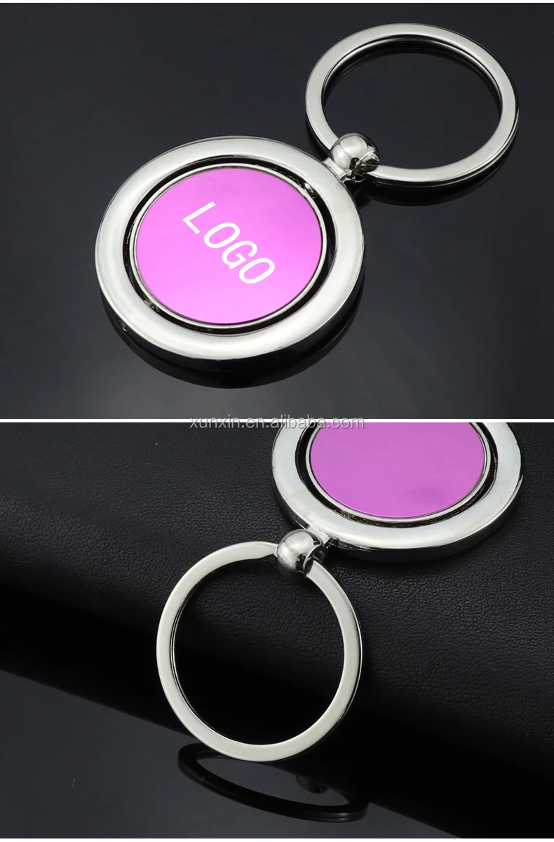 360 - Degree Rotating Metal Key Chain Custom Logo Round Key Ring For ...