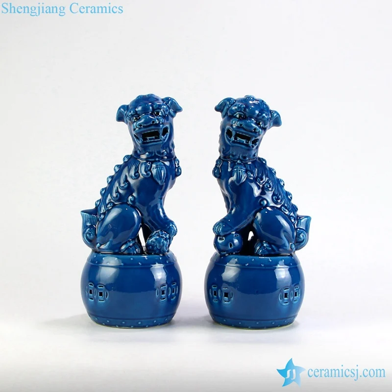 Rzgb05-06 Blue Color China Style Foo Dog Ceramic Figurine - Buy ...